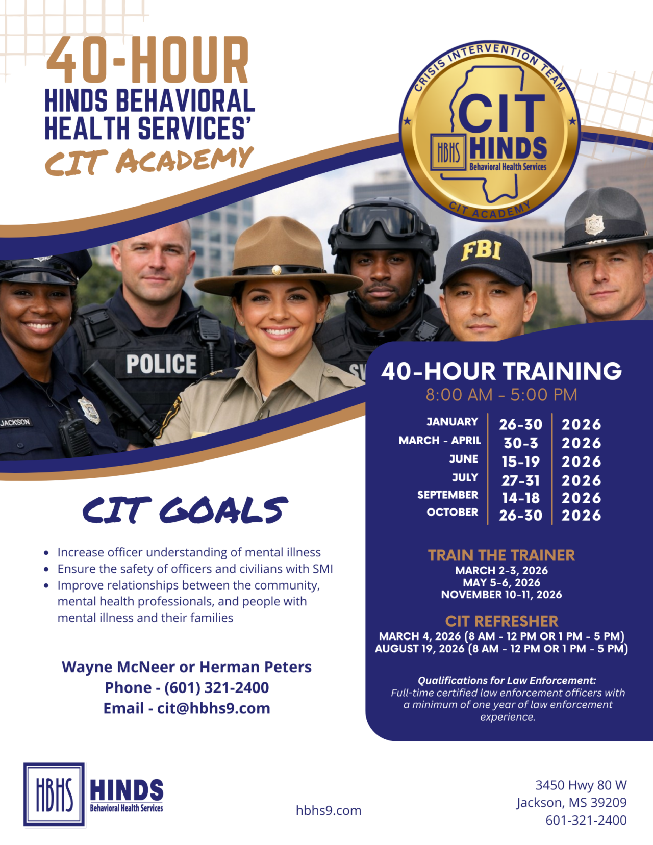March CIT 40-Hour Law Enforcement Training - Hinds Behavioral Health ...
